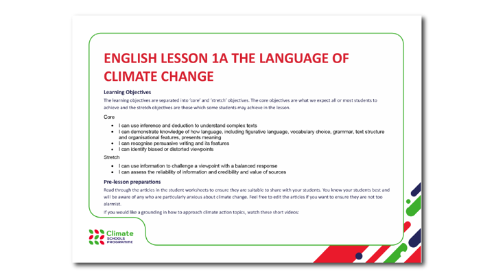 Climate Schools Programme resources and lesson plans